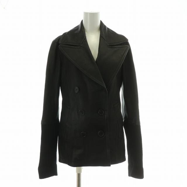 【中古】ニールバレット Neil Barrett レザージャケット 革ジャン アウター リブニット 切替 XS 黒 ブラック