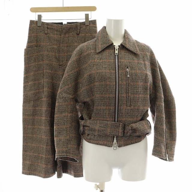 【中古】ワイズ Pink Label ヨウジヤマモト TAKESHI KOSAKA セットアップ ジャケット フレアスカート 茶