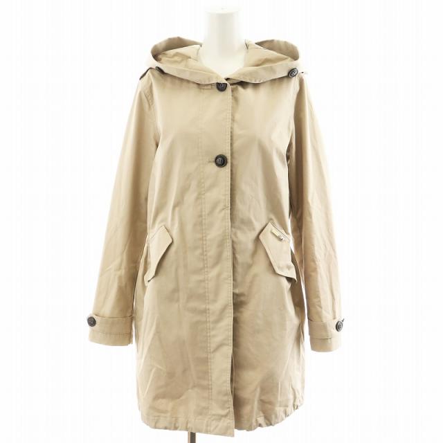 【中古】ウールリッチ WOOLRICH JOHN RICH＆ BROS. コート ロング丈 フード XS ベージュ 1601030 /AN45 レディース