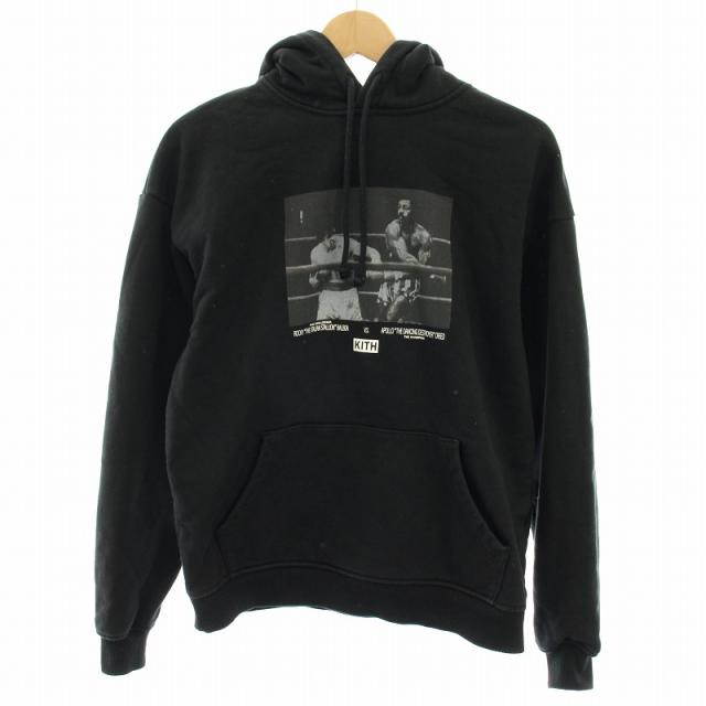 【中古】キスニューヨークシティ ロッキー タイトルファイトパーカー 長袖 XS 黒 KH2714 メンズ レディース