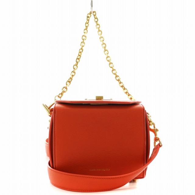 【中古】マックキュー McQ ボックスバッグ ショルダーバッグ ハンドバッグ 2way チェーン レザー オレンジ