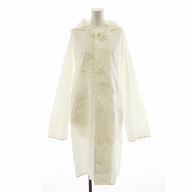 【中古】コンテンポ CONTEMPO HOODED RAIN COAT SHORT レインコート ロング丈 フード M 白 ホワイト 52503