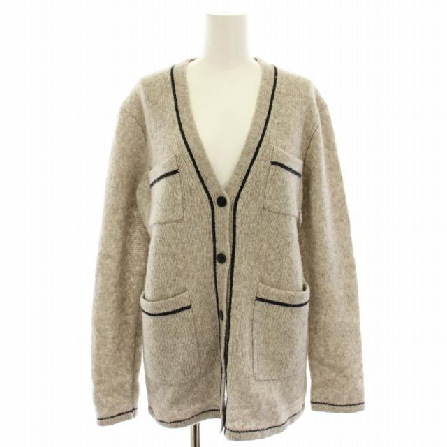 【中古】セオリー Theory 22AW NUAGE2 CONTRAST CARDI ニットカーディガン 長袖 S グレージュ レディース