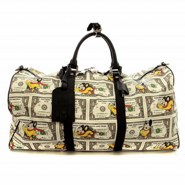 【中古】モスキーノ MOSCHINO マイティマウス ボストンバッグ 鍵付き 2WAY PVC 白 ホワイト /☆G レディース