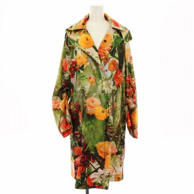 【中古】未使用品 アクリス AKRIS スプリングコート フード 花柄 春アウター 36 マルチカラー 2202014809 レディース