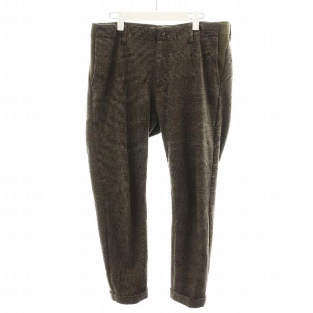 【中古】ウノピュウノウグァーレトレ 1PIU1UGUALE3 CRAZY RIB SLACKS パンツ スラックス 総柄 V 茶