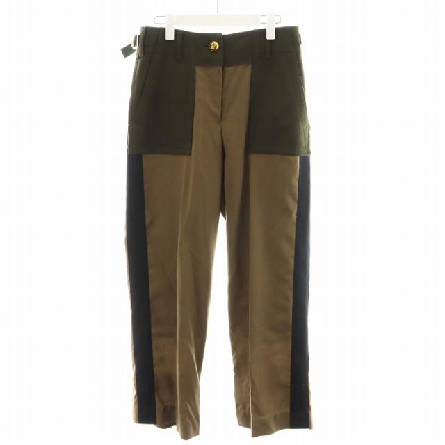 【中古】サカイ sacai ドッキング ベイカーパンツ Docking Baker Pants スラックス ウール 2 カーキ 茶