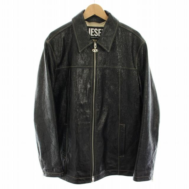 【中古】ディーゼル エルステアリング L-Sterling レザージャケット 革ジャン ラムレザー L 黒 A03559 メンズ