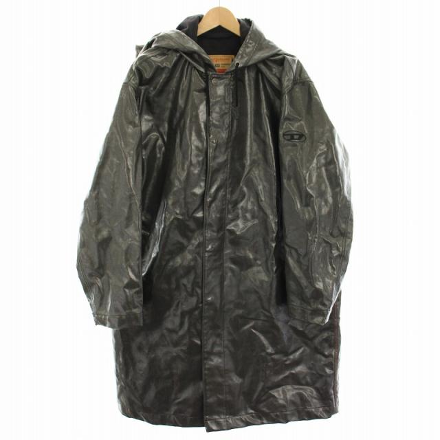 【中古】ディーゼル ディーコット D-COT コーティングコットンコート ロング フード S グレー A09138 メンズ