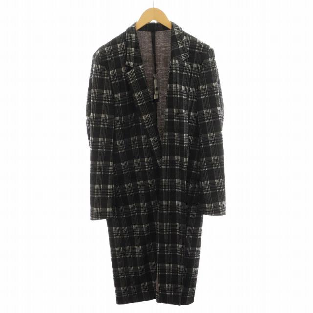 【中古】未使用品 ガラアーベント ジョーゼットストレッチチェックガウンコート チェスターコート M ダークブラウン