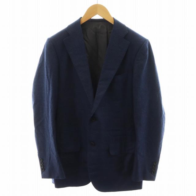 【中古】トゥモローランド × エルメネジルドゼニア テーラードジャケット シングル チェック柄 ウール 紺