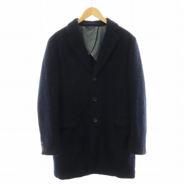 【中古】イーヴォ HEVO チェスターコート ロング丈 アウター 50 紺 ネイビー 475H01 E741 /AN31 メンズ