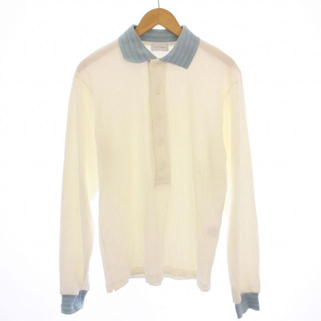 【中古】リトルビッグ LITTLEBIG ポロシャツ 長袖 レギュラーカラー ハーフボタン ストレッチ 44 白 ホワイト