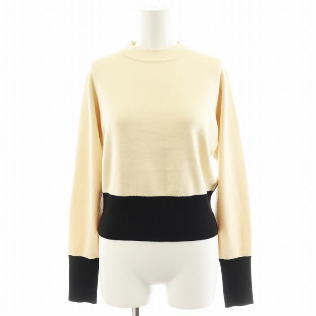 【中古】ルルウィルビー Loulou Willoughby 24AW バイカラーMOC プルオーバー ニット セーター 長袖 2 ベージュ 黒