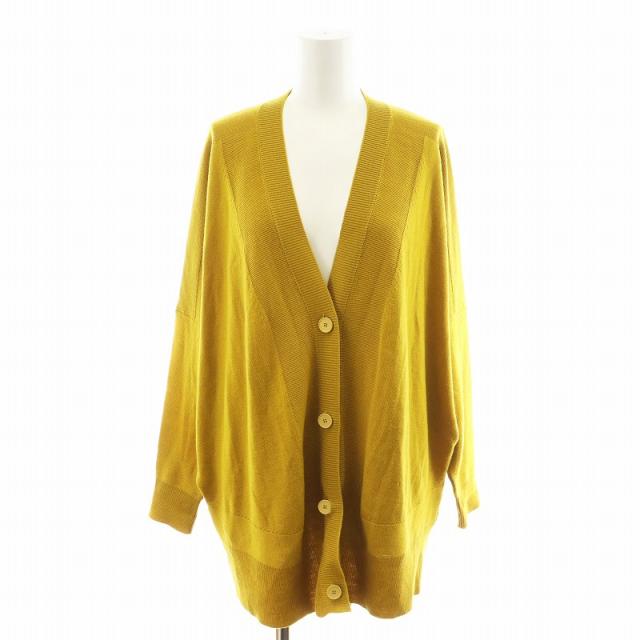 【中古】エムエムシックス メゾンマルジェラ MM6 Maison Margiela 14AW ニットカーディガン Vネック 編み地切替 S 黄