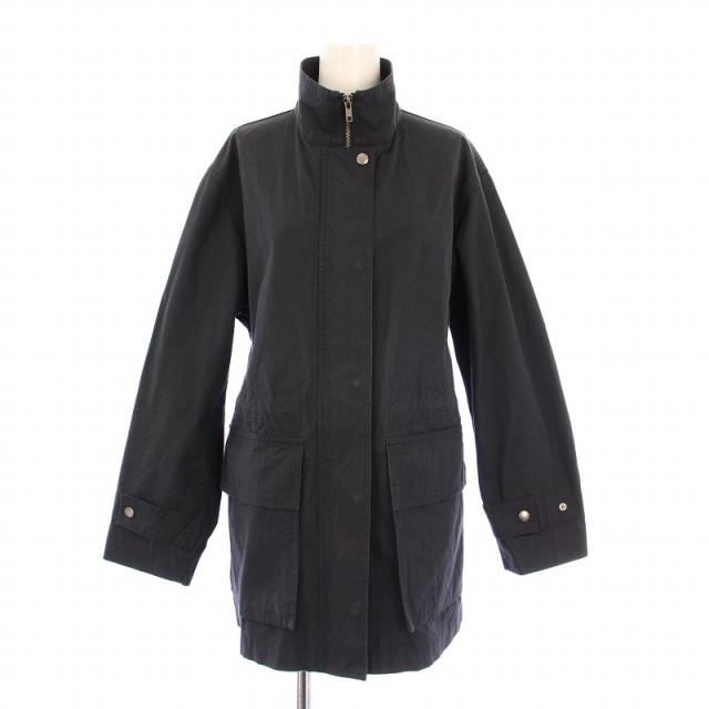 【中古】マーガレットハウエル デンスコットンナイロンプレーンウィーヴ スタンドカラーコート アウター 黒