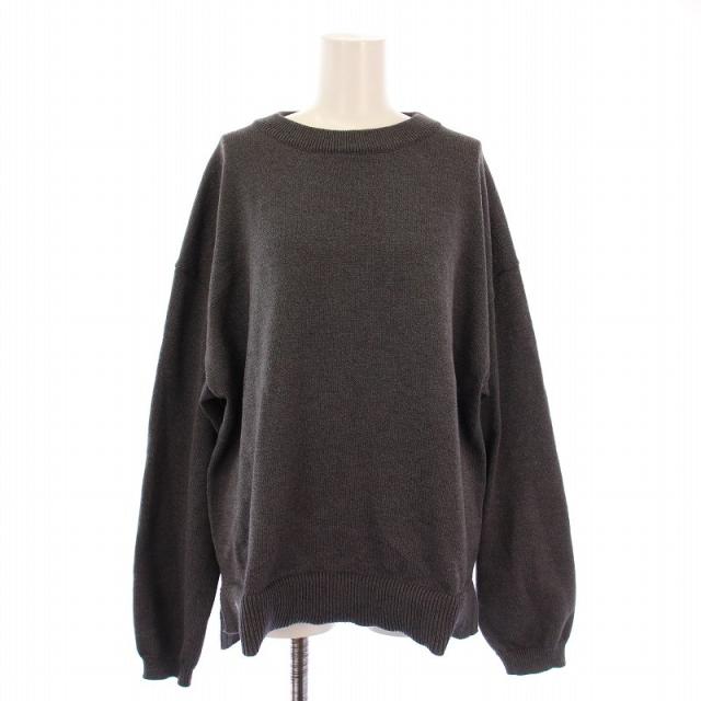 【中古】アパルトモン ドゥーズィエムクラス Hello Bonjour! リブスウェット ニット セーター 長袖 ウール混 グレー