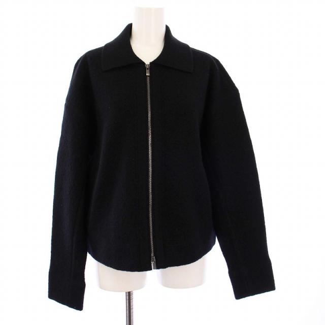 【中古】セオリーリュクス theory luxe 23SS FELTED KNIT MEISY ステンカラージャケット ニット切替 38 ブラック
