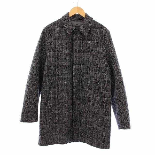 【中古】ヘルノ HERNO ステンカラーコート アウター ロング丈 ウール ラミナー グレンチェック 48 グレー IM029UL