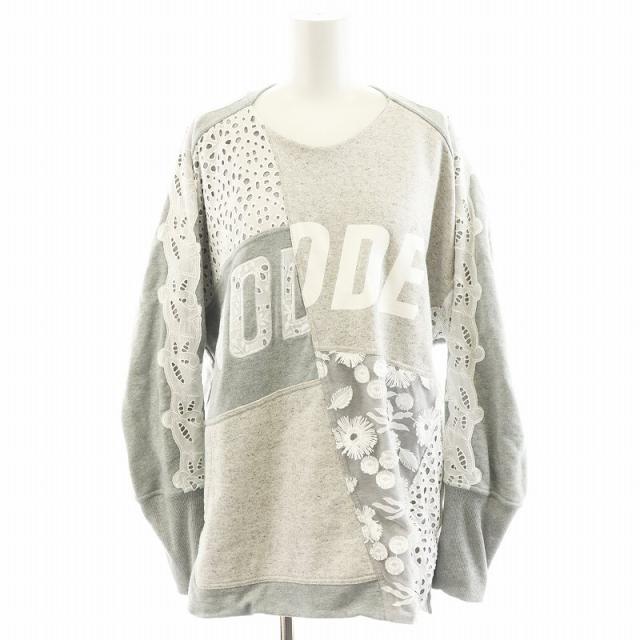 【中古】フォルフォルモ FORFORMO Lace Sweat Tops スウェット トレーナー レース グレー 白 ホワイト