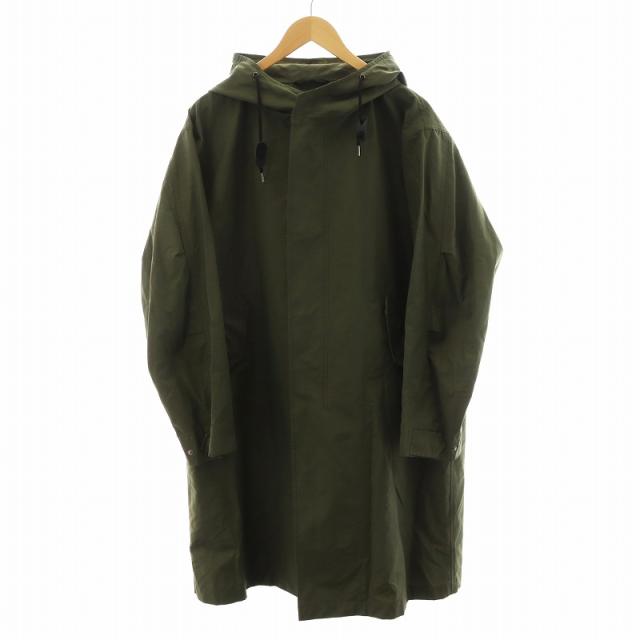 【中古】ブルックスブラザーズ BROOKS BROTHERS コットン ナイロン フーデッドコート ロング丈 M カーキ 100205149