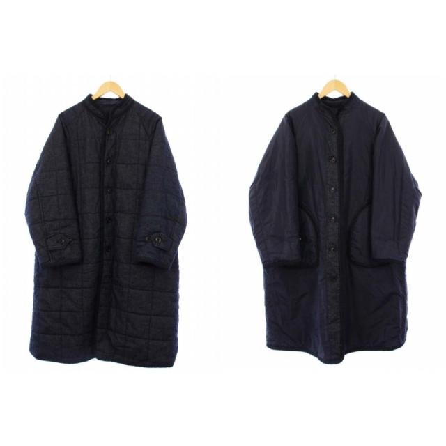 【中古】45R 45rpm 45プチデニム× 厚ナイロンの908コート 中綿 アウター リバーシブル ロング ネイビー 81220054