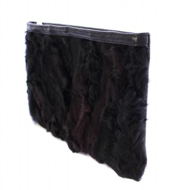 【中古】ロエベ LOEWE クラッチバッグ パーティバッグ ファー ナッパ レザー 切替 ロゴ 黒 ブラック 中古】ロエベ LOEWE クラッチバッグ パーティバッグ ファー ナッパ
