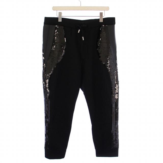 【中古】ディースクエアード DSQUARED2 ジョガーパンツ イージー ウエストゴム ストレッチ スパンコール 装飾 黒