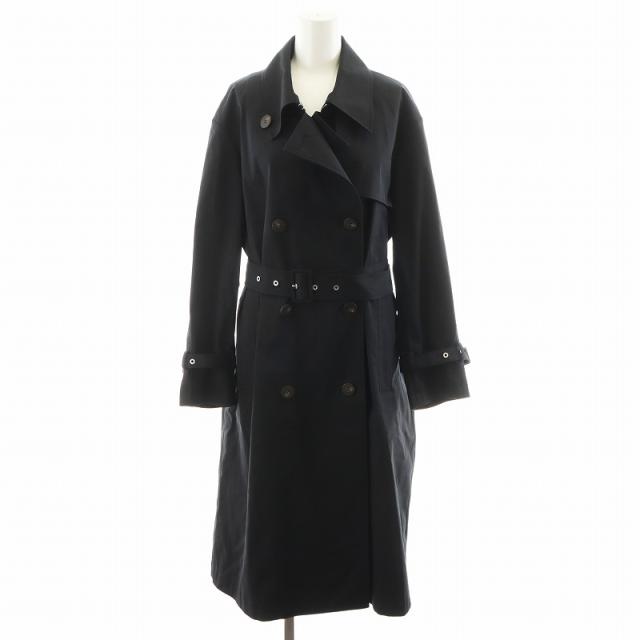 【中古】セオリー Theory 23SS Sleek Trench DBL BR Trench トレンチコート ロング丈 アウター P 黒 3109600