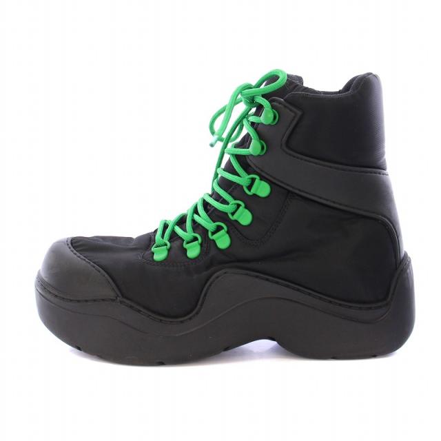 【中古】ボッテガヴェネタ BOTTEGA VENETA Puddle Bomber パドルボンバー アンクルブーツ ショート 厚底 切替 黒 緑