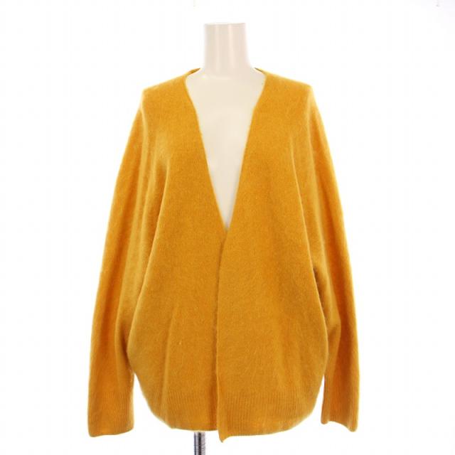 【中古】ハーヴェルスタジオ カシミヤファーカーディガン ニット 長袖 前開きトッパー 薄手 ストレッチ F オレンジ