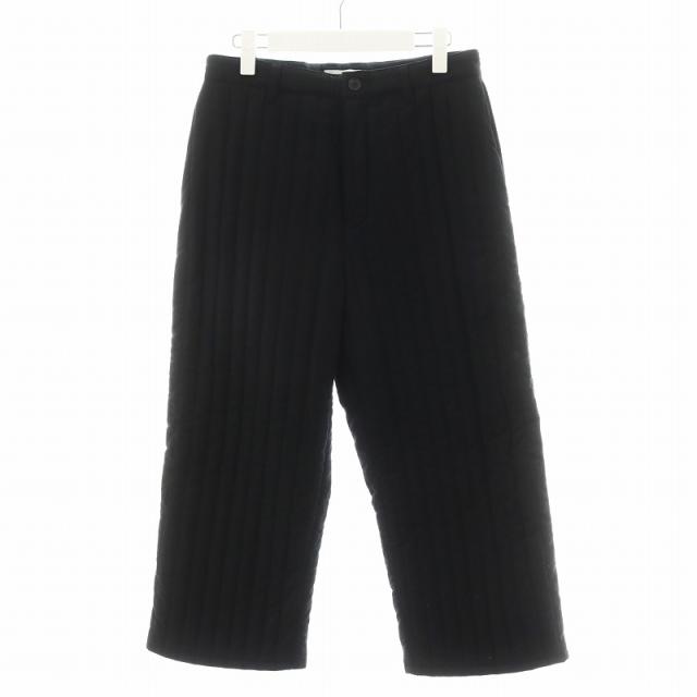 【中古】マツフジ MATSUFUJI Stripe QuiIted Trousers ワイドパンツ 中綿 2 黒 ブラック M203-0401 /AN44 メンズ