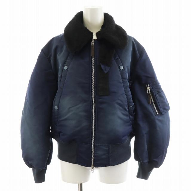 【中古】未使用品 アンセム ANTHEM A DETACHABLE COLLAR FLIGHT JACKET ブルゾン ジャケット 0 紺