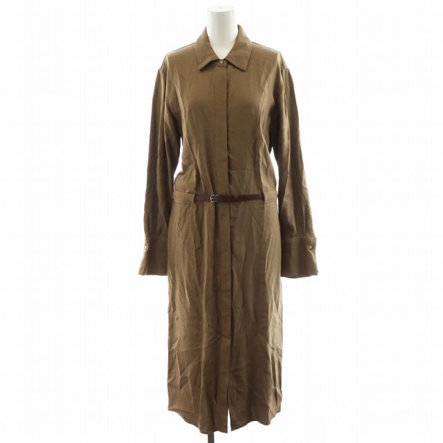 【中古】ジョセフ JOSEPH 23AW ビスコースツイル シャツドレス シャツワンピース 長袖 ロング丈 36 茶 OPJYSW0401