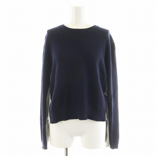 【中古】カナダグース   ニット セーター 長袖 ロゴ S シルバー色 紺 ネイビー G32WP078.A1