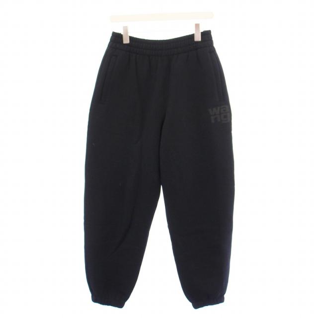 【中古】アレキサンダーワン ファンデーションテリーパンツ エンボスロゴスウェットパンツ ジョガー 裏起毛 S 黒