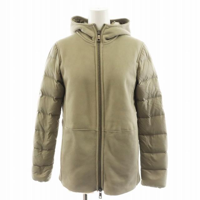 【中古】ジョルジオブラット GIORGIO BRATO パーカー ジップアップ ムートンジャケット 羊革 ラムレザー 38 グレー