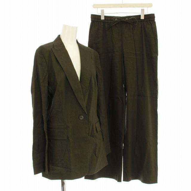 【中古】セオリー theory luxe 23SS CRISP LINEN MIAN スーツ セットアップ リネン混 ジャケット パンツ 38 茶