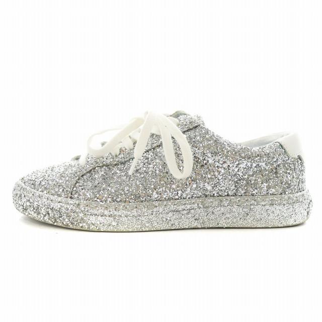 【中古】サンローラン パリ SAINT LAURENT PARIS スニーカー シューズ グリッター 34 シルバー色 590027