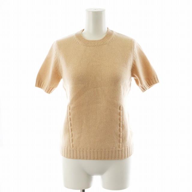 【中古】フェンディ FENDI ニット カットソー 半袖 カシミヤ ロゴ 38 ピンク FZX736 AHE6 /AN46 レディース