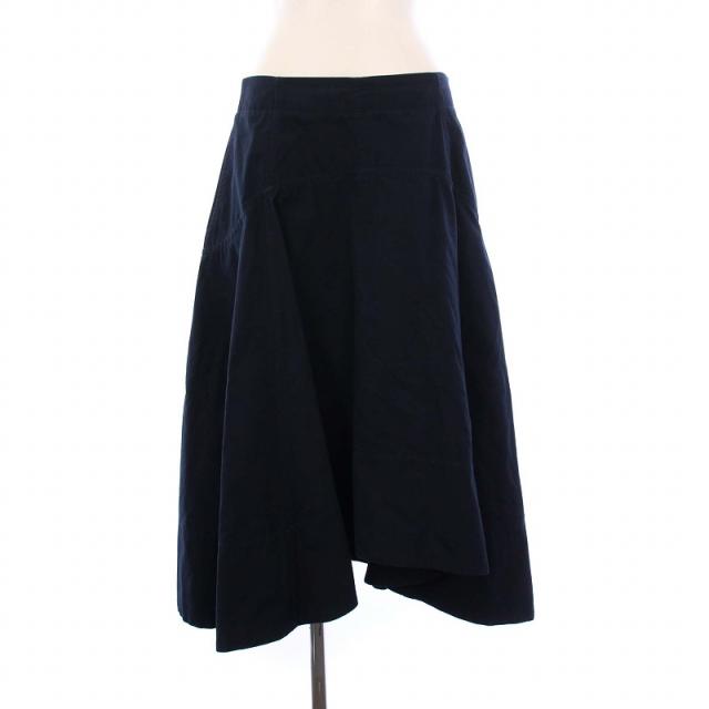 【中古】ボッテガヴェネタ 22SS COMPACT COTTON SKART コンパクトコットンスカート フレア ロング 40 紺