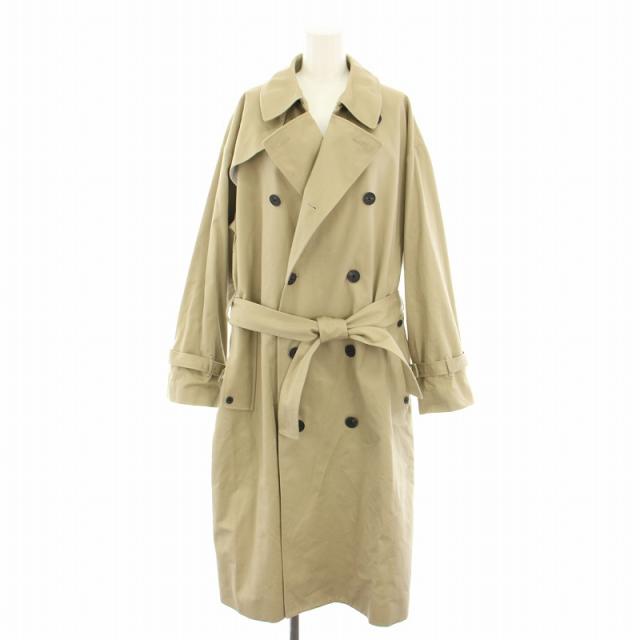 【中古】エイトン ATON トレンチコート アウター リボンベルト 02 ベージュ CMAGIW1001 /YT レディース