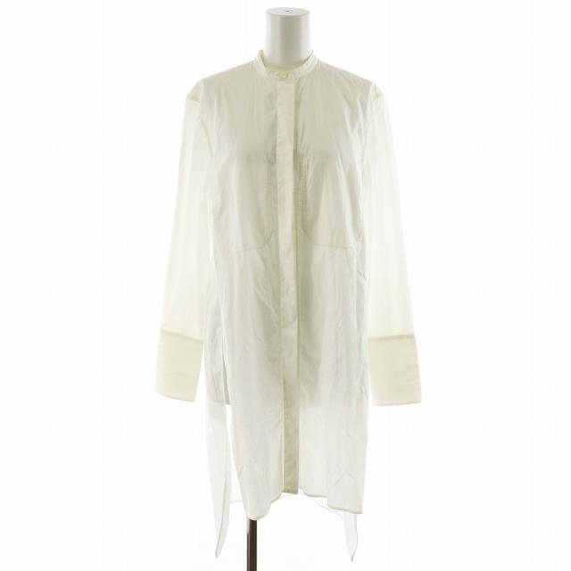 【中古】セリーヌ CELINE シャツ ブラウス ノーカラー 長袖 コットン 34 白 ホワイト 2 0Z79/6262 /AN49 レディース