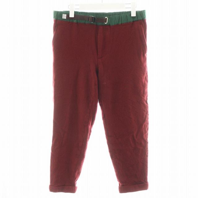 【中古】カラー kolor イージーパンツ ウール 3 赤 レッド 緑 グリーン 23WBM-P07140 /AN30 メンズ