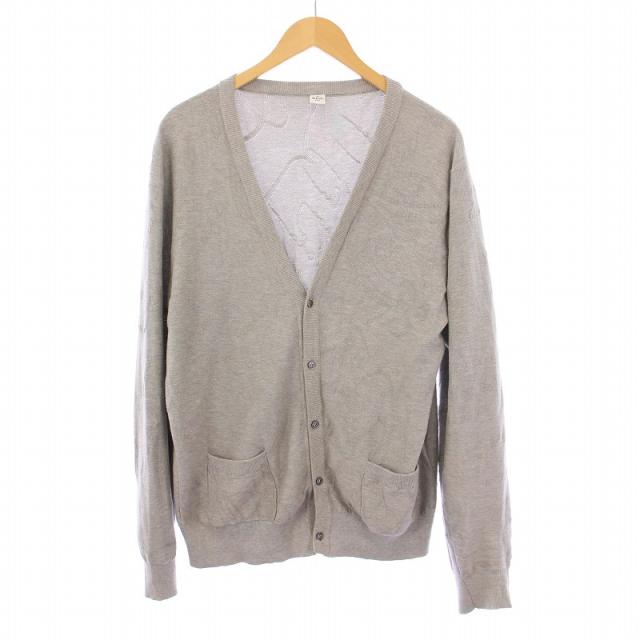 【中古】ベルルッティ Berluti カリグラフィ コットンシルクカーディガン ニット 長袖 薄手 L グレー R24KCL71YWCC