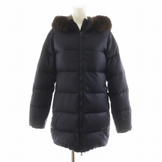 【中古】デュベティカ DUVETICA カッパ ウール kappa wool ダウンジャケット フード フォックスファー アウター 38 紺