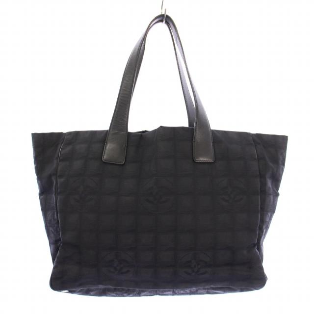 【中古】シャネル CHANEL ニュートラベルライン ココマーク トートバッグ ハンドバッグ ナイロン ロゴ 黒 ブラック