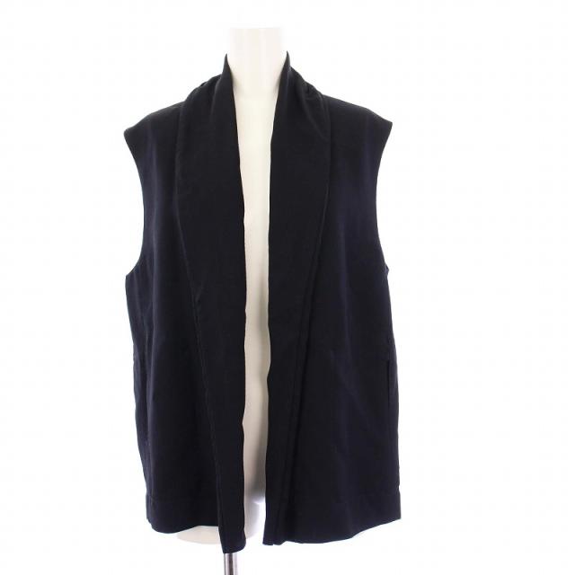 【中古】未使用品 トゥモローランド .B 24SS レーヨンツイル ショールカラージレ ベスト ボタンレス F ネイビー