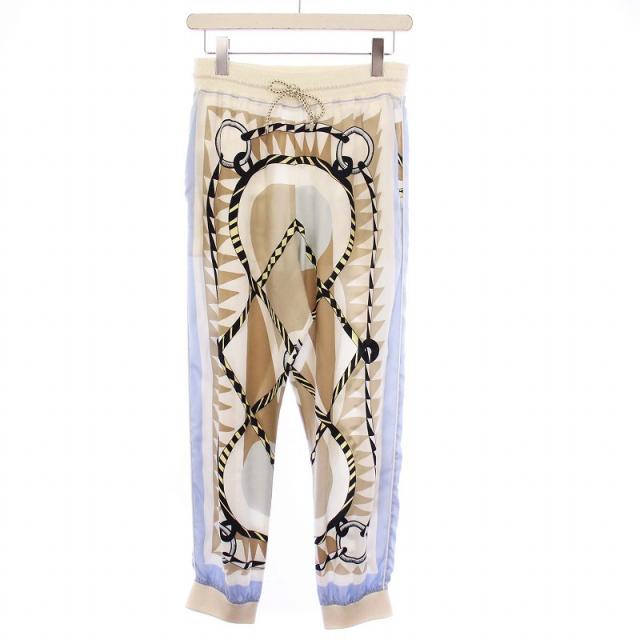 【中古】エルメス 23AW フィギュール・アーティスティック ジョガーパンツ イージーパンツ シルク 36 アイボリー