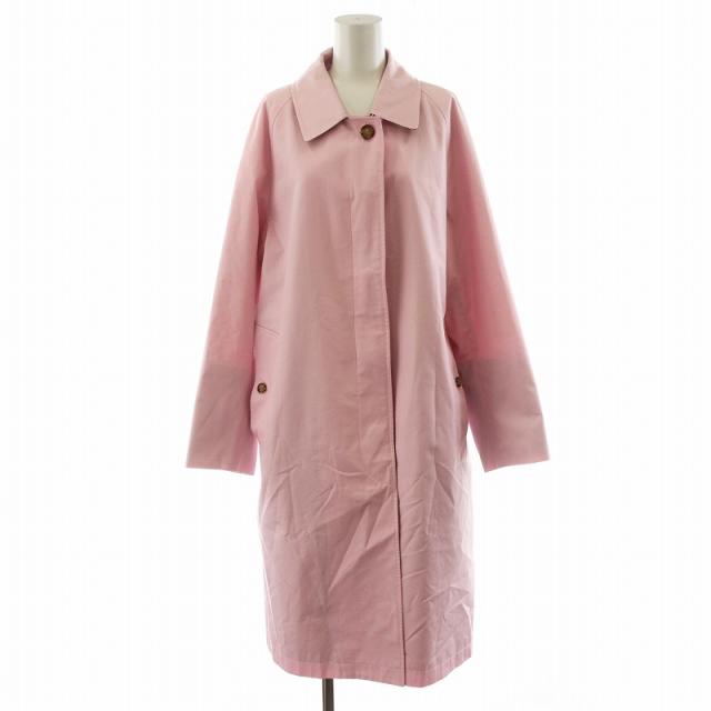 【中古】バーバリー BURBERRY バルマカーン ステンカラーコート ロング丈 裏地ノバチェック I40 ピンク